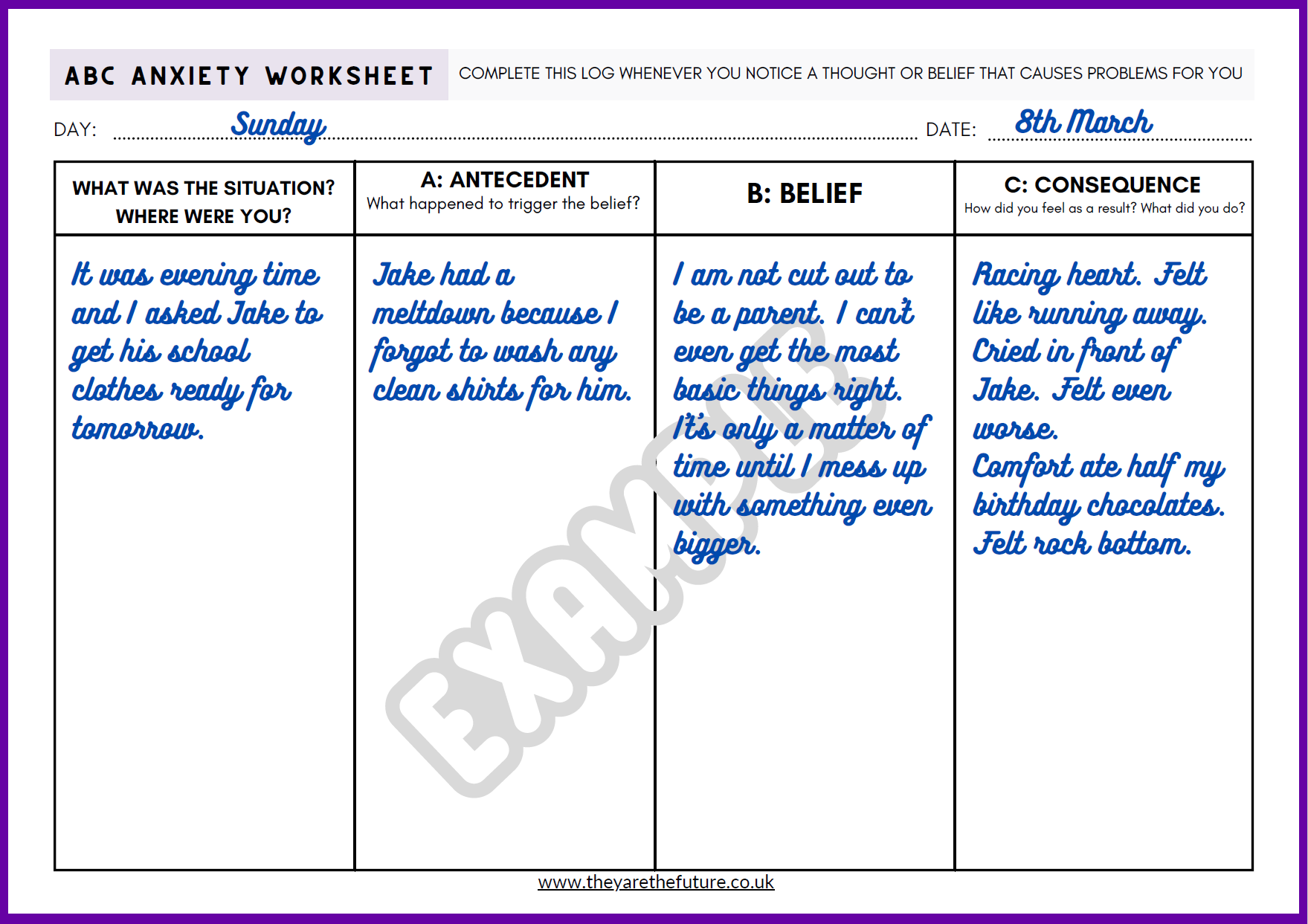 CBT Worksheet | Free ABC Anxiety PDF for Kids and Adults
